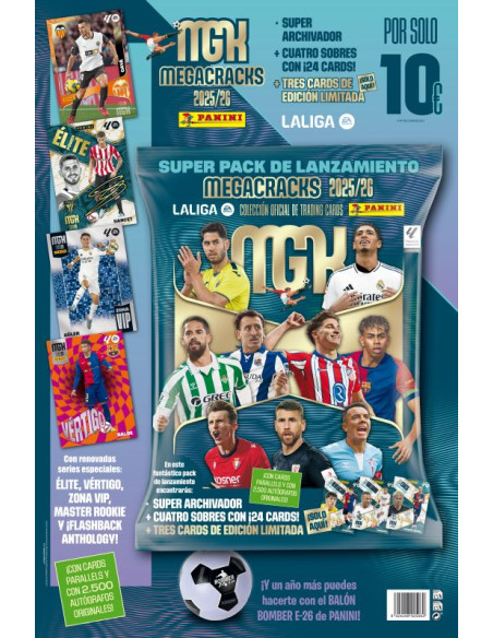 Pack lanzamiento Megacracks Liga 2025-26 de Panini